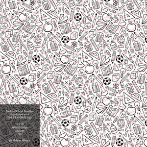 Back to School Doodles Digital Paper Pack - 12 Printable Papers for ...