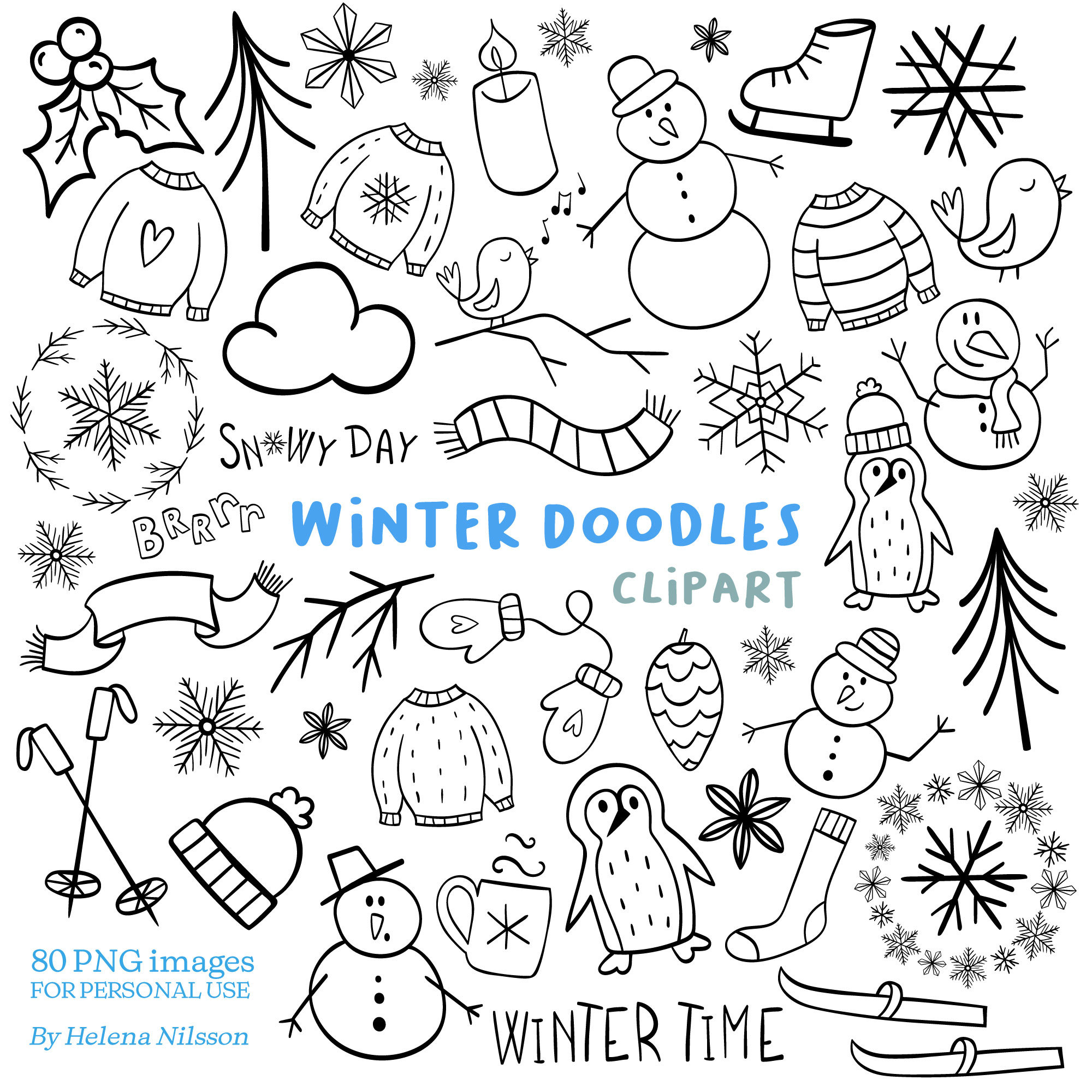 Winter Doodles Clipart - 80 Transparent PNG Images for Personal Use ...