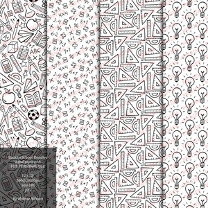 Back to School Doodles Digital Paper Pack - 12 Printable Papers for ...
