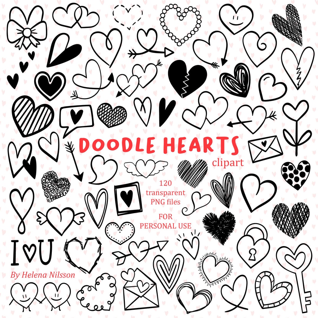 Doodle Hearts Clipart - 120 Transparent PNG Images - PERSONAL USE ...