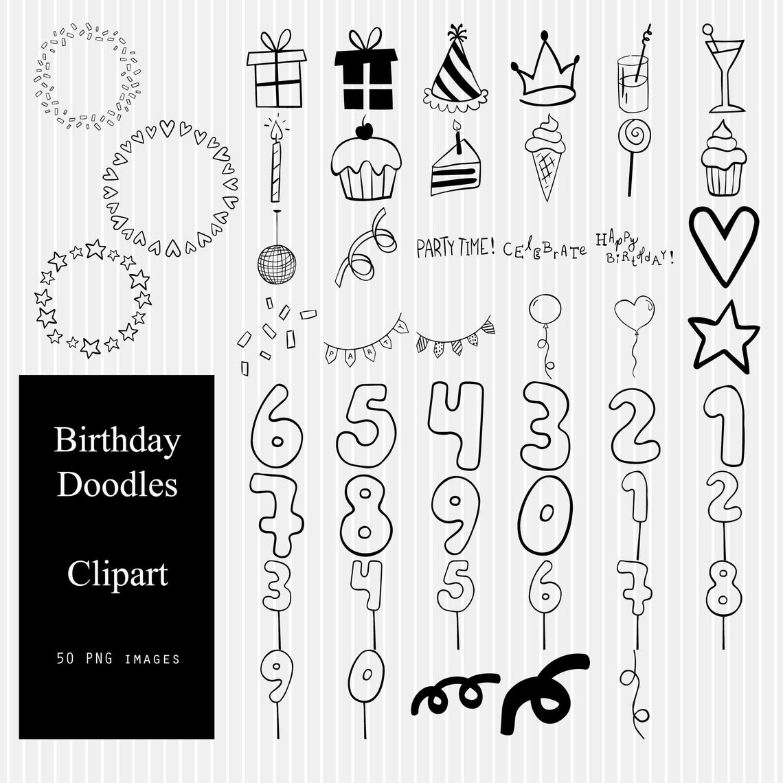 Birthday Doodles Clipart - 50 Transparent PNG Images for Personal Use ...