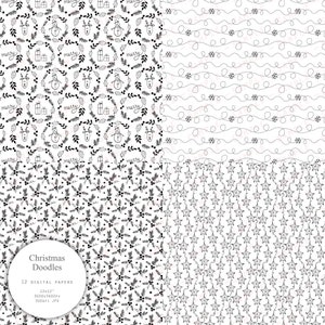 Christmas Doodles Digital Paper Pack Vol.1 - 12 Printable Papers for ...