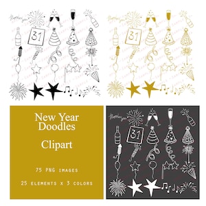 New Year Doodles Clipart - 75 Transparent PNG Images for Personal Use ...