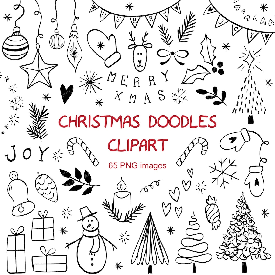 Christmas Doodles Clipart - 65 Transparent PNG Images for Personal Use ...