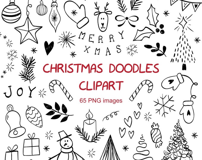 Christmas Doodles Clipart 65 Transparent PNG Images for - Etsy