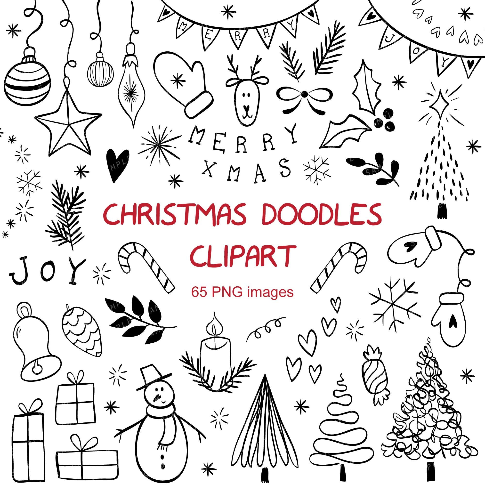 Christmas Doodles Clipart - 65 Transparent PNG Images for Personal Use ...