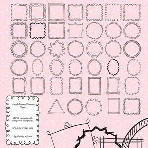 Hand Drawn Frames Clipart - 40 Transparent PNG Elements for Personal ...
