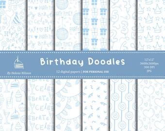Space Doodles Digital Paper Pack 12 Printable Papers for - Etsy