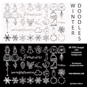 Winter Doodles Clipart - 80 Transparent PNG Images for Personal Use ...