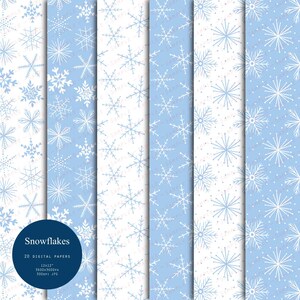 Snowflakes Digital Paper Pack - 20 Printable Papers in Blue and White ...