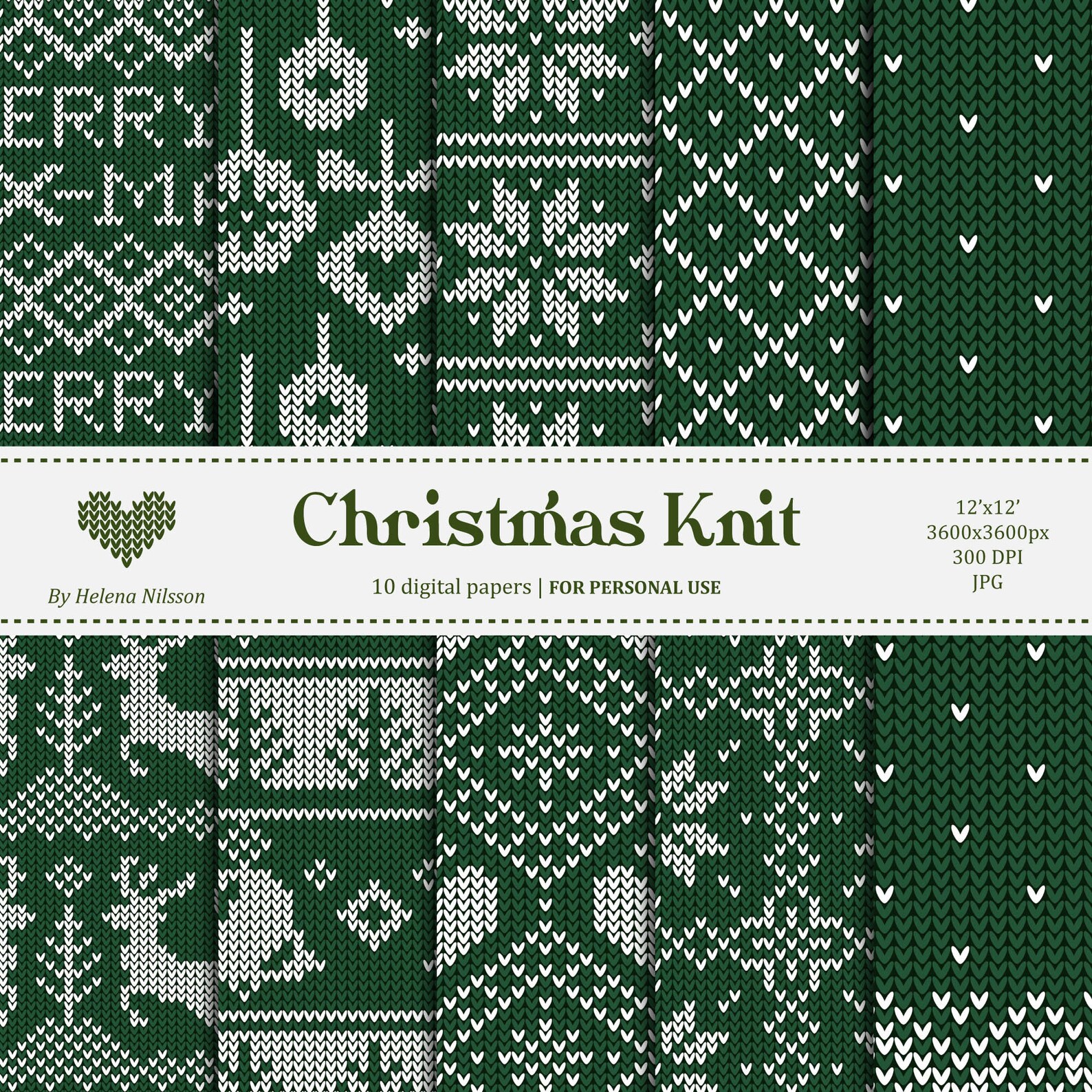 Christmas Knit Digital Paper Pack - 10 Printable Papers for Personal ...