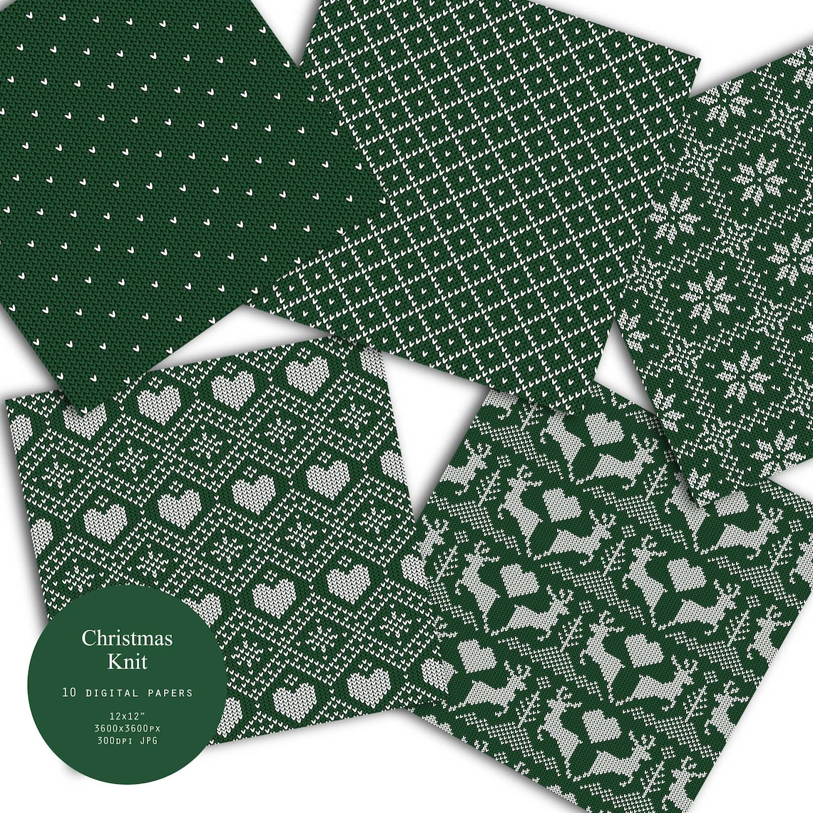 Christmas Knit Digital Paper Pack - 10 Printable Papers for Personal ...