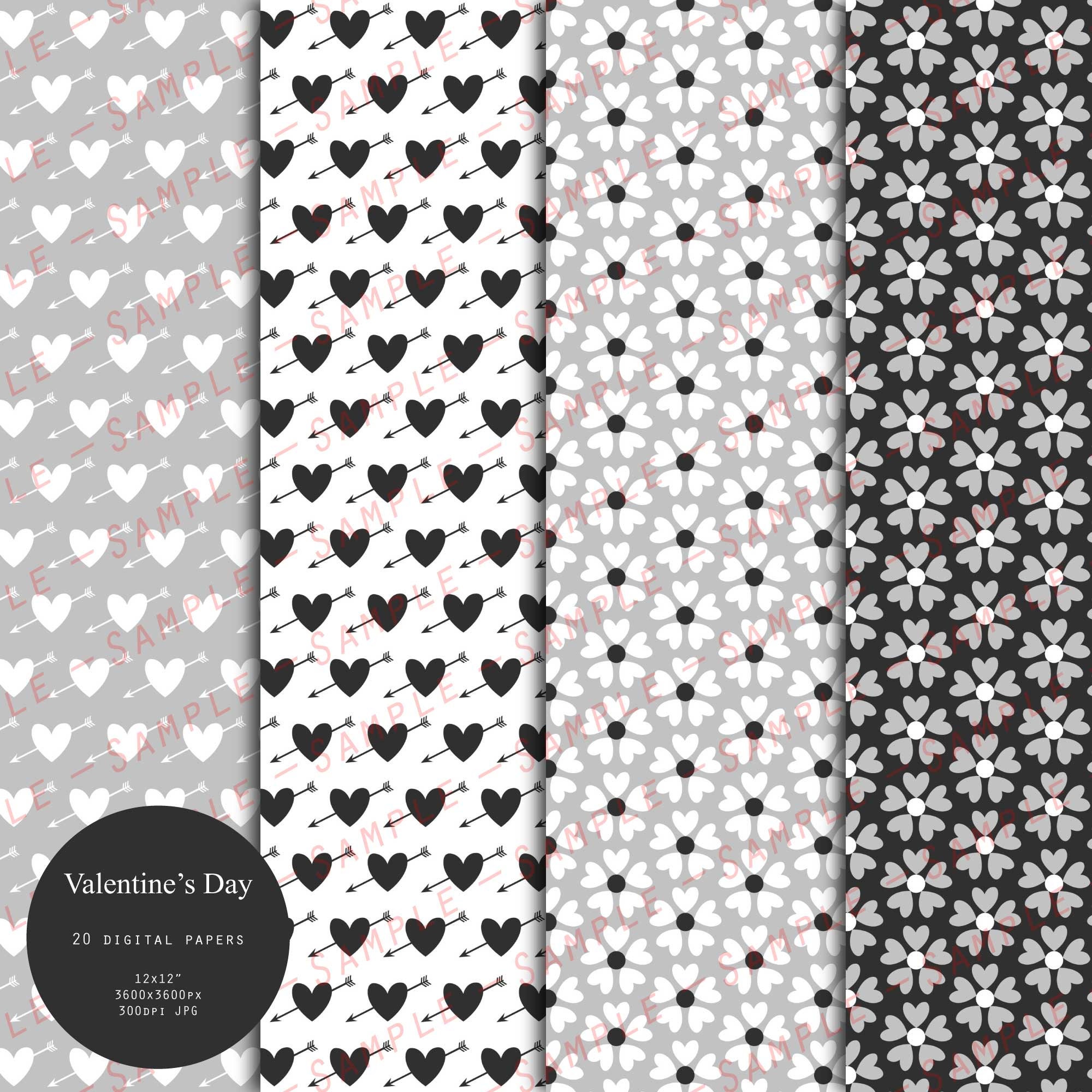 Valentine's Day Paper Pack - 20 Printable Papers for Personal Use ...