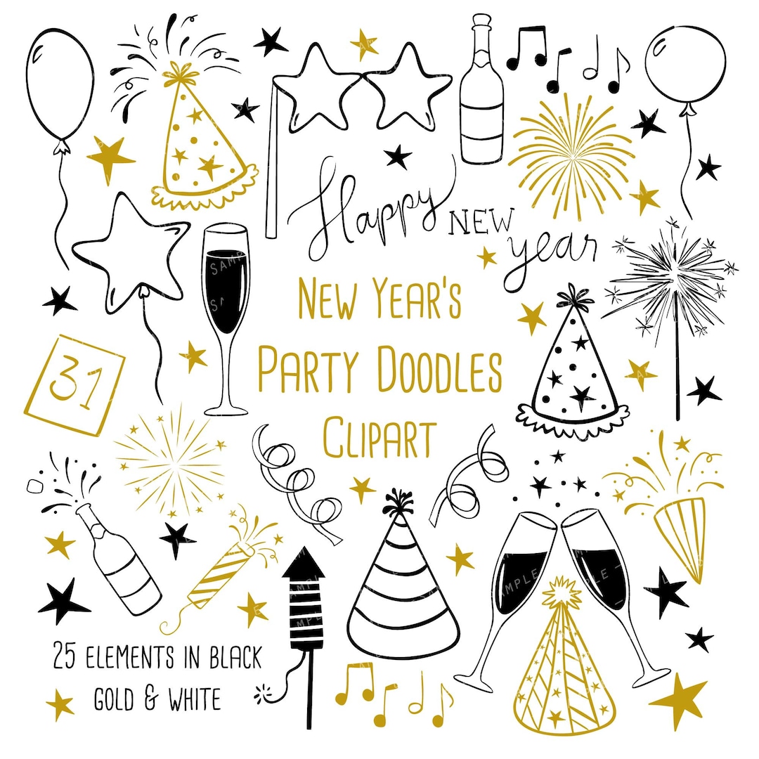 New Year Doodles Clipart - 75 Transparent PNG Images for Personal Use ...