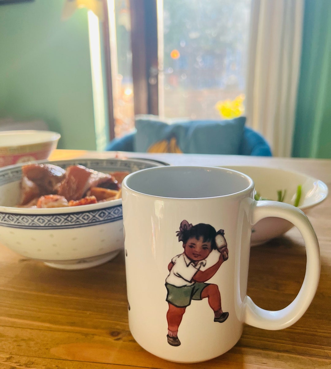 Vintage Style Table Tennis Chinese Kids White Glossy Mugs - Etsy