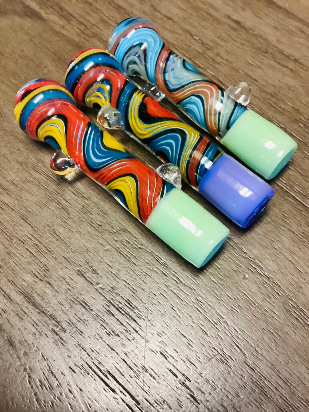 Three Pack Colorful Glass Smoking Pipes /handmade Pipes - Etsy