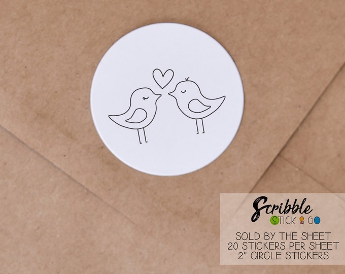 Love Birds Sticker, 20 Wedding Love You Gift Tags, Happy Mail Love ...