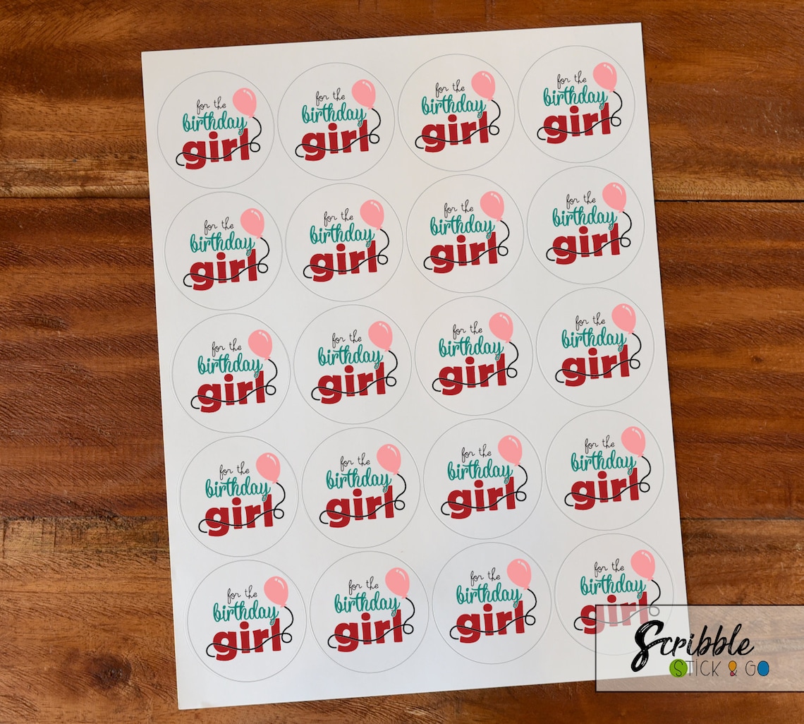 Birthday Girl Stickers 20 Balloon Gift Tag Stickers Happy - Etsy