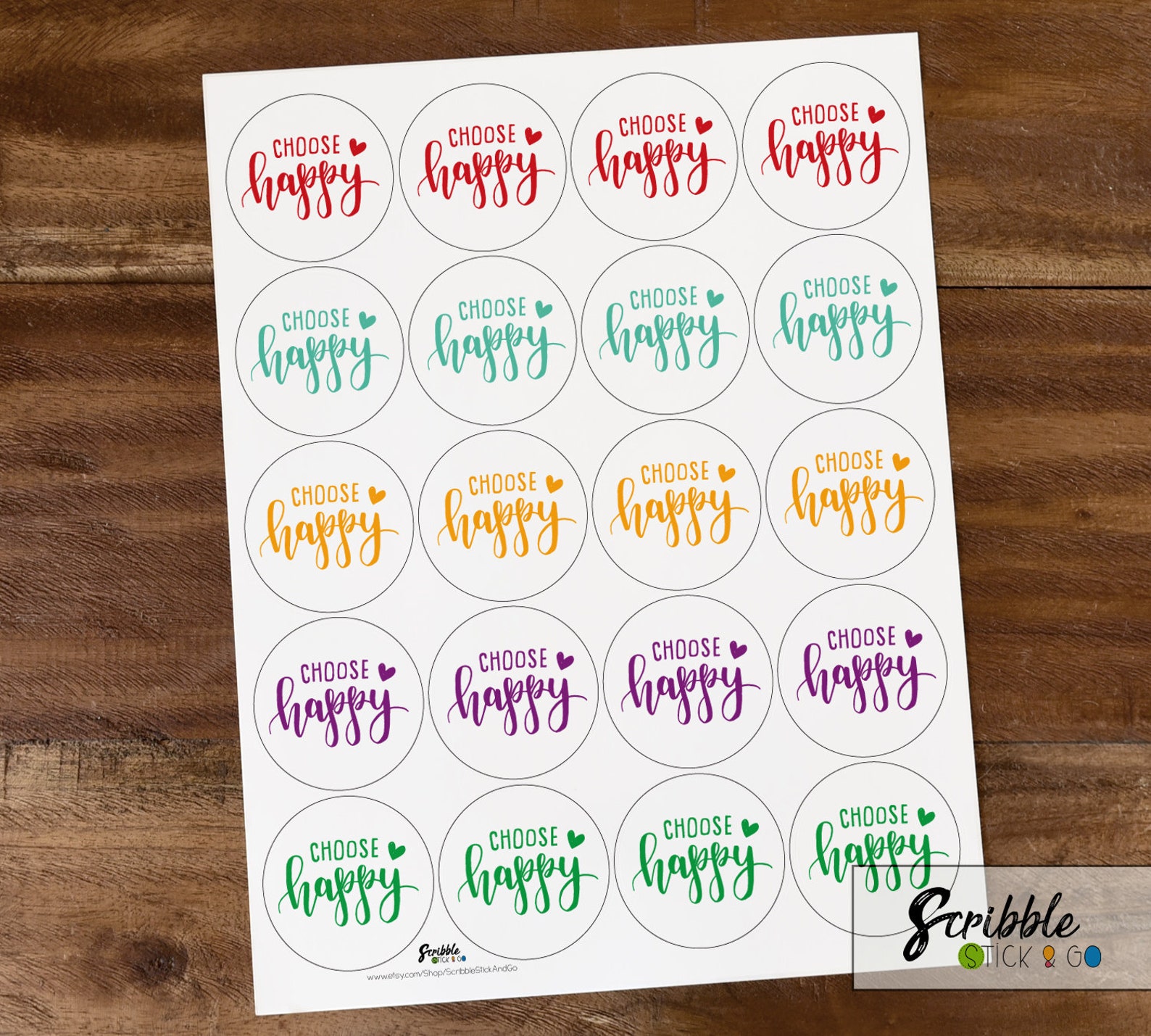 Choose Happy Stickers 20 Envelope Mail Labels Card Happy - Etsy