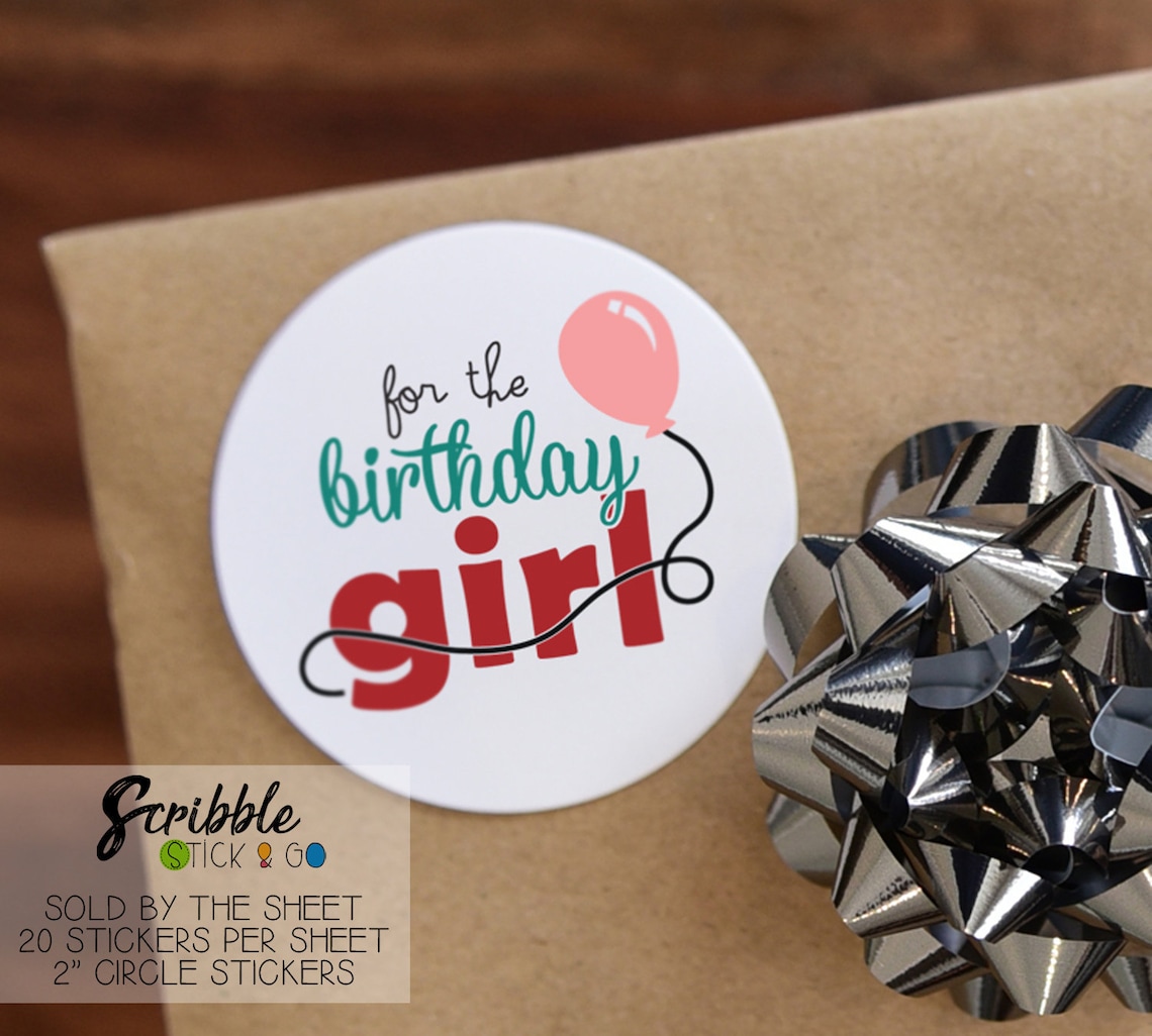 Birthday Girl Stickers 20 Balloon Gift Tag Stickers Happy - Etsy