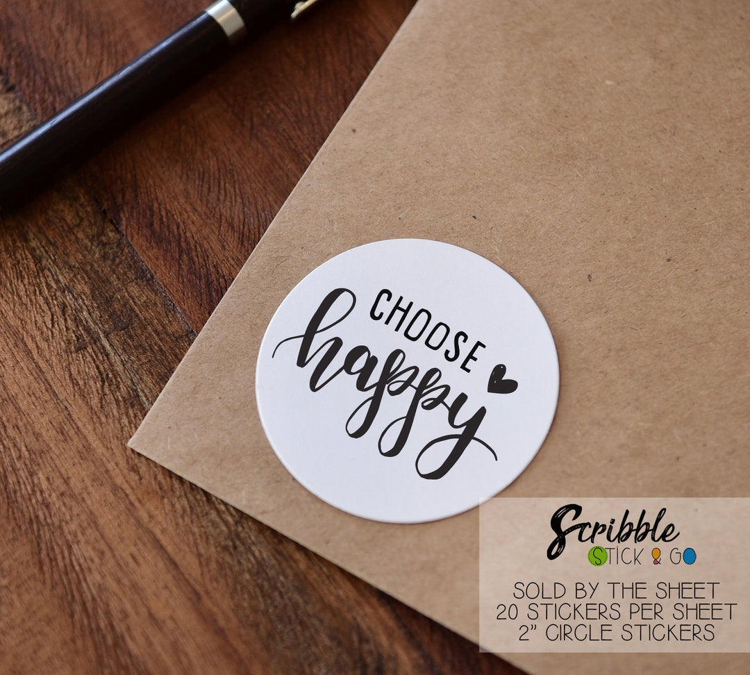 Choose Happy Stickers 20 Envelope Mail Labels Card Happy - Etsy