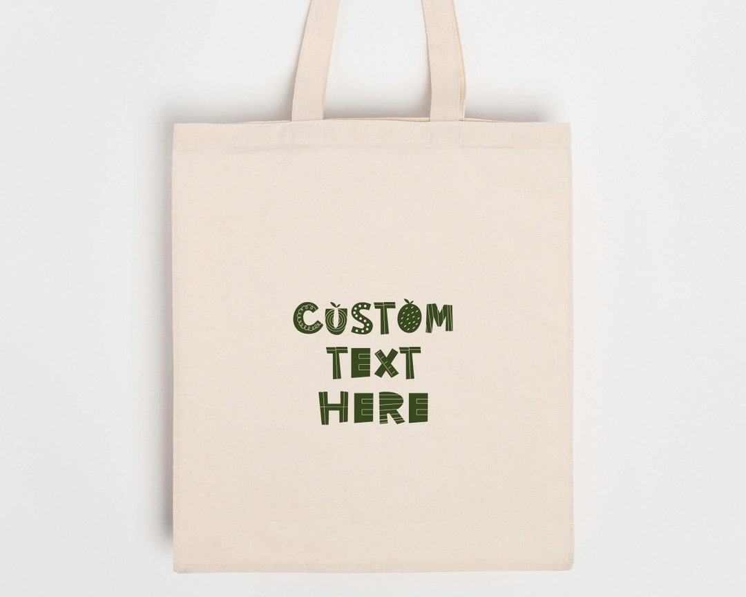 Personalized Text Print Cotton Tote Bag, 5 or More Discount up to 50% ...