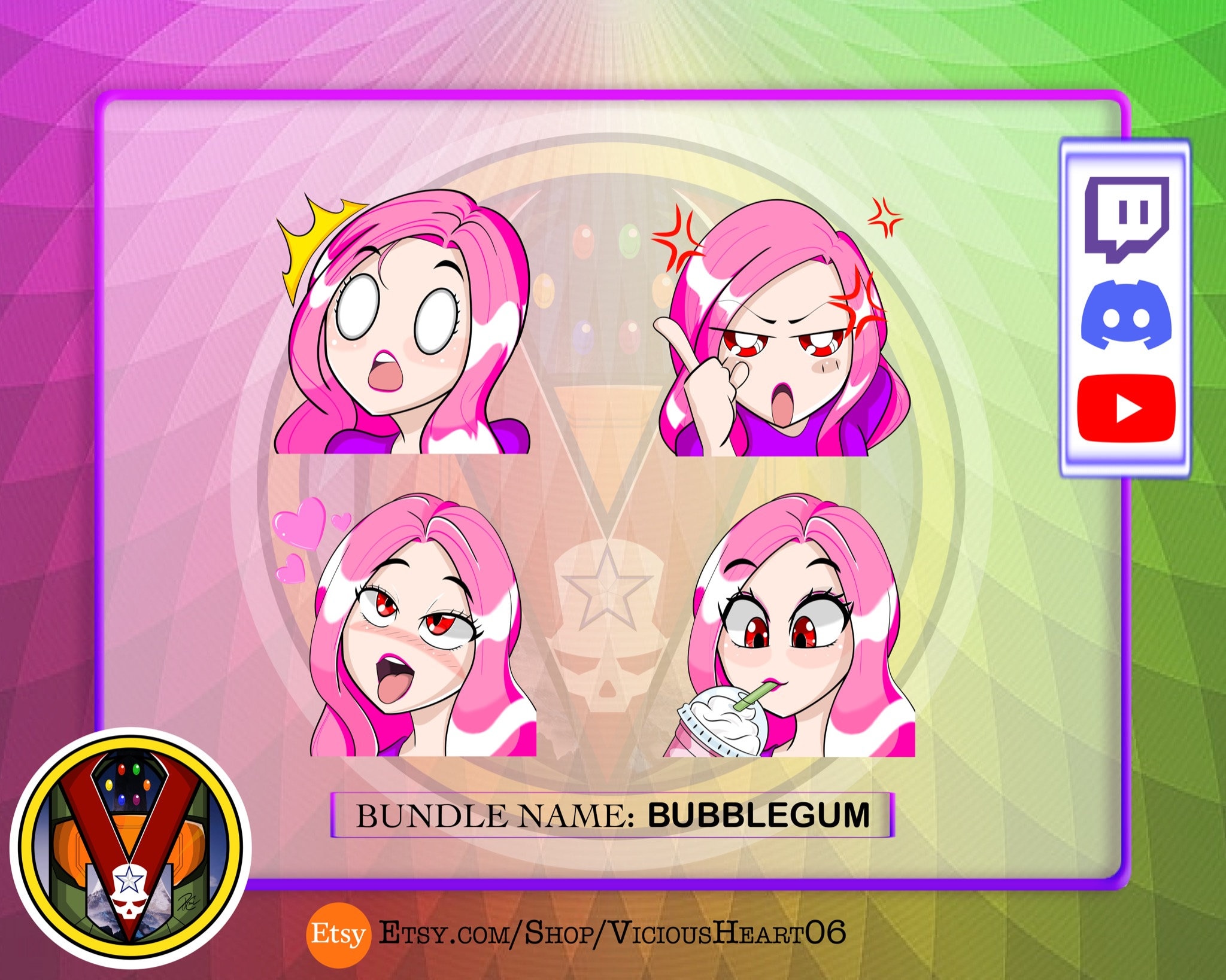 Twitch Discord Emotes Bundle 12 Waifu Bubblegum - Etsy