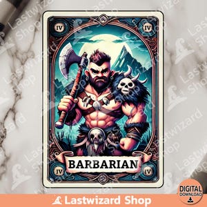 Barbarian Tarot Card PNG: Axe Warrior Watercolor Design (digital ...