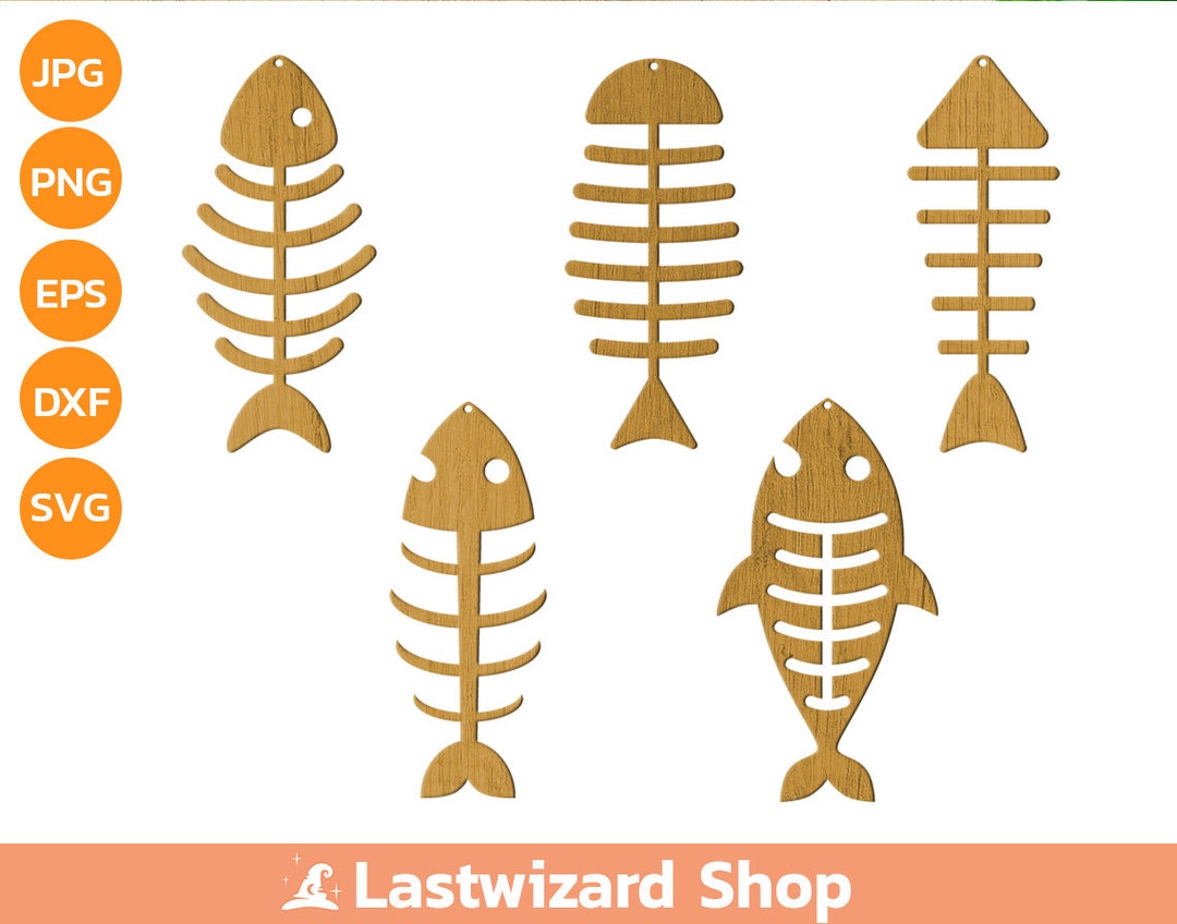 Fish Bone Earring SVG: Leather & Wood Template (cut Files) - Etsy
