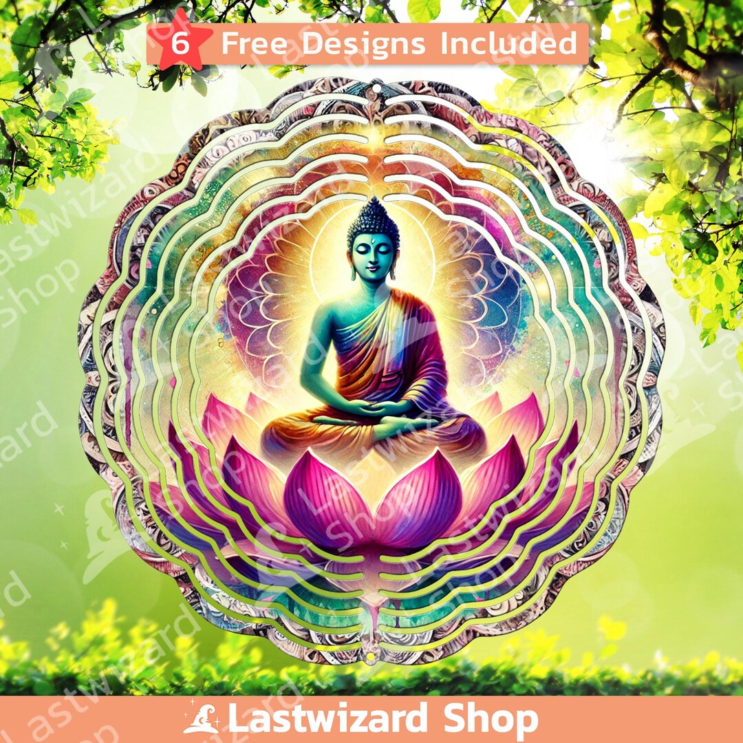 Buddha Lotus Wind Spinner PNG: Yoga Garden Decor (digital Download) - Etsy
