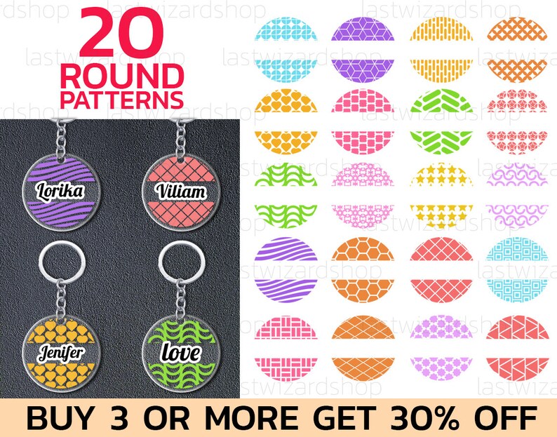 Circle Monogram Keychain Svg Keyring Background Svg Bundle | Etsy