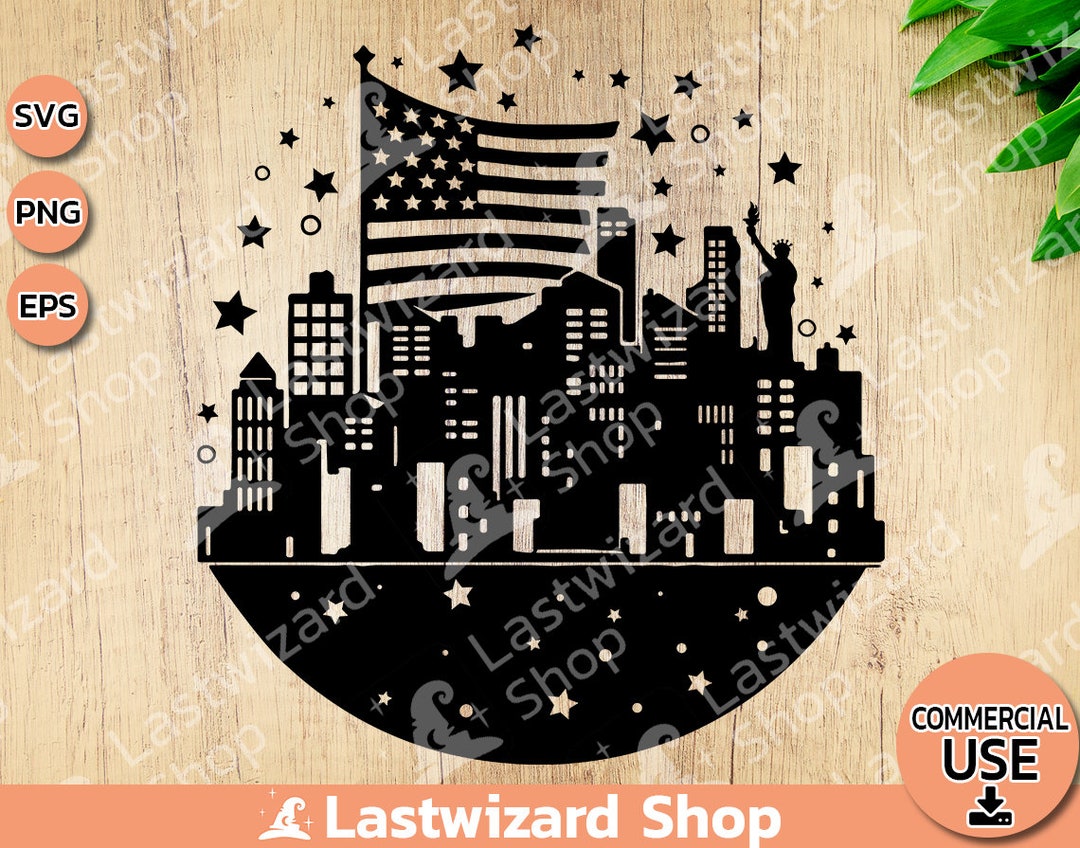 City With USA Flag Svg Stars and Stripes Svg Fireworks Pngt - Etsy