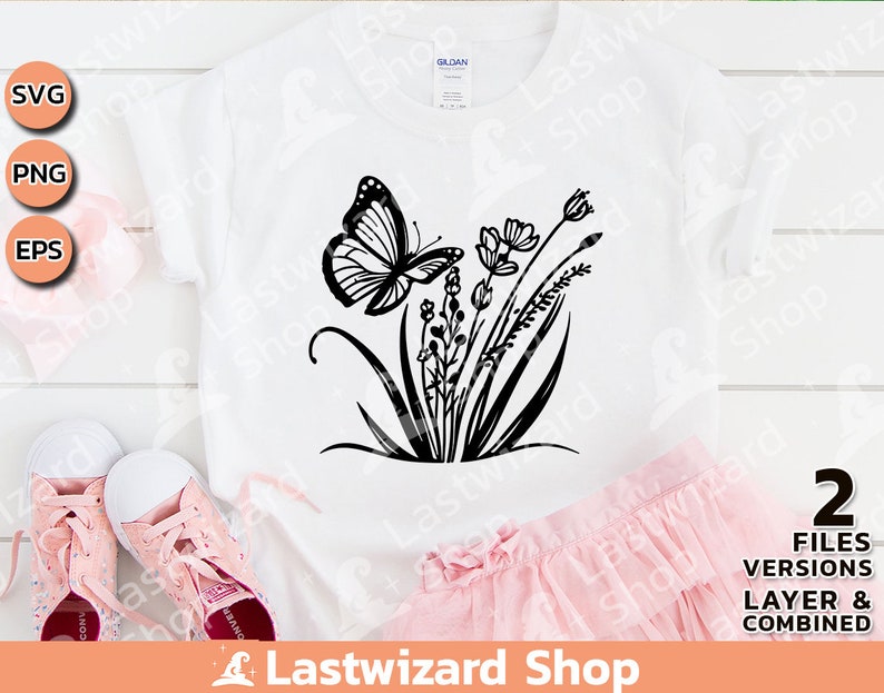 Butterfly With Spring Flower Svg Butterfly Garden Svg - Etsy