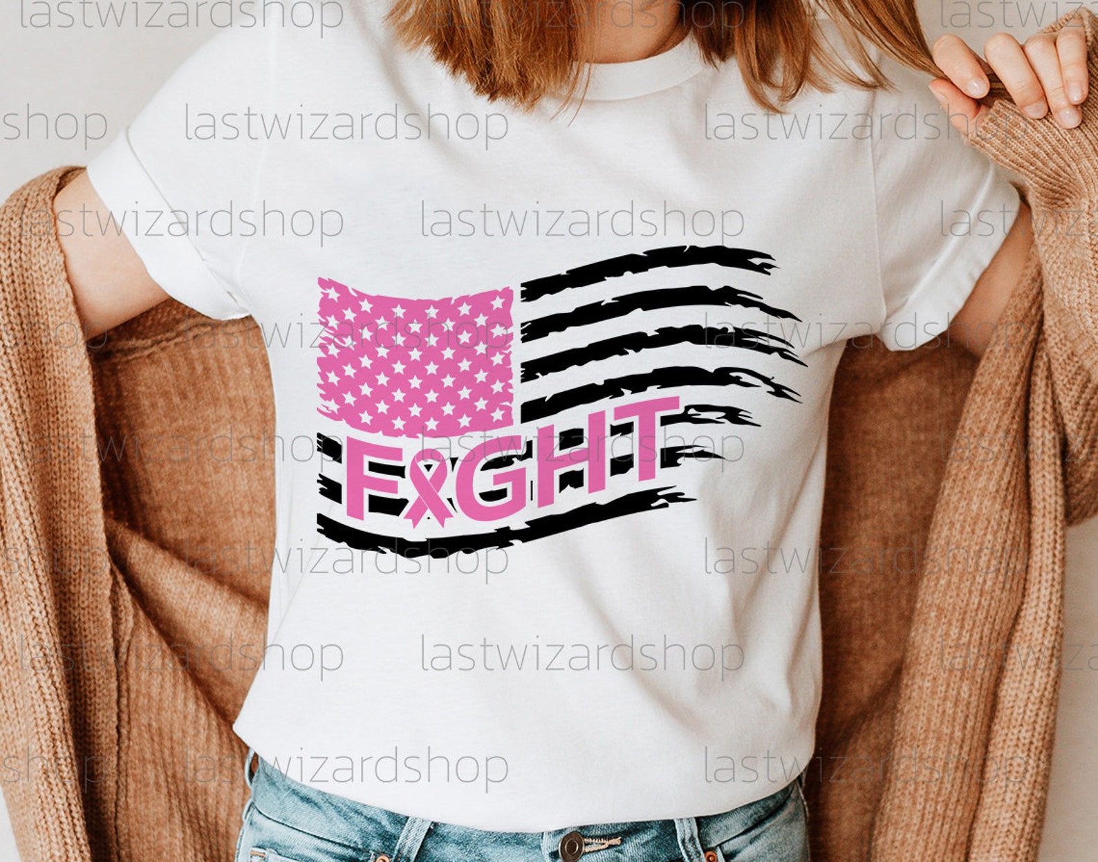 Breast Cancer Fight Flag Svg Pink Ribbon USA Flag Svg Breast | Etsy