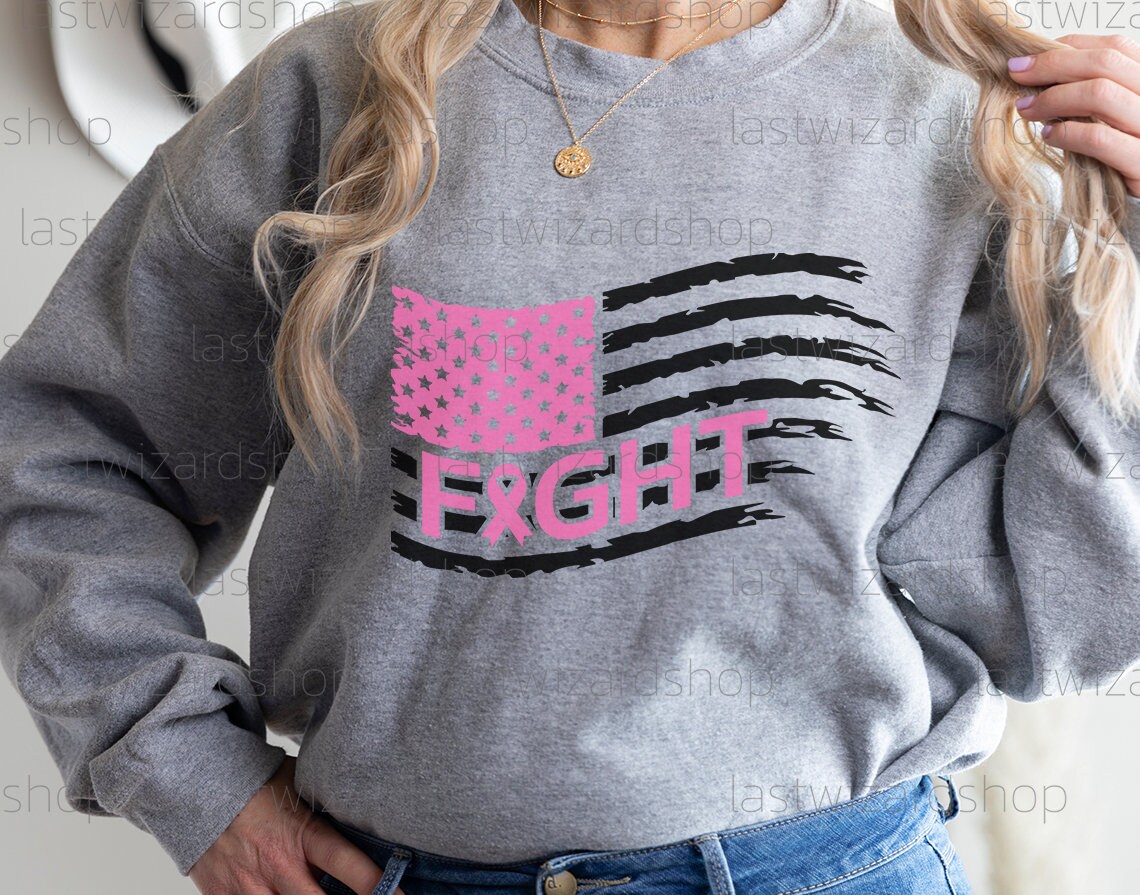 Breast Cancer Fight Flag Svg Pink Ribbon USA Flag Svg Breast - Etsy