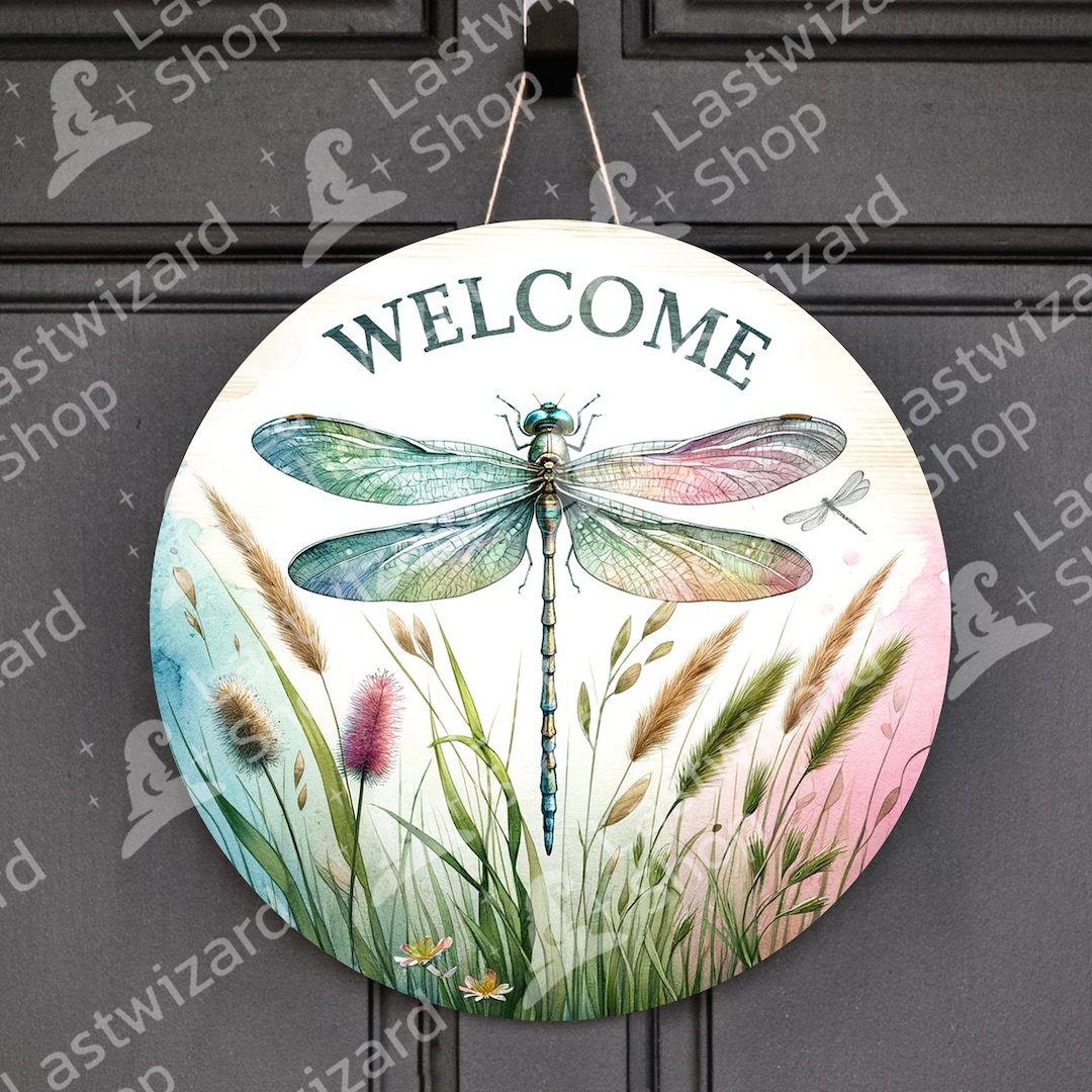 Dragonfly With Grass Sublimation Door Hanger PNG Design, Dragonfly ...