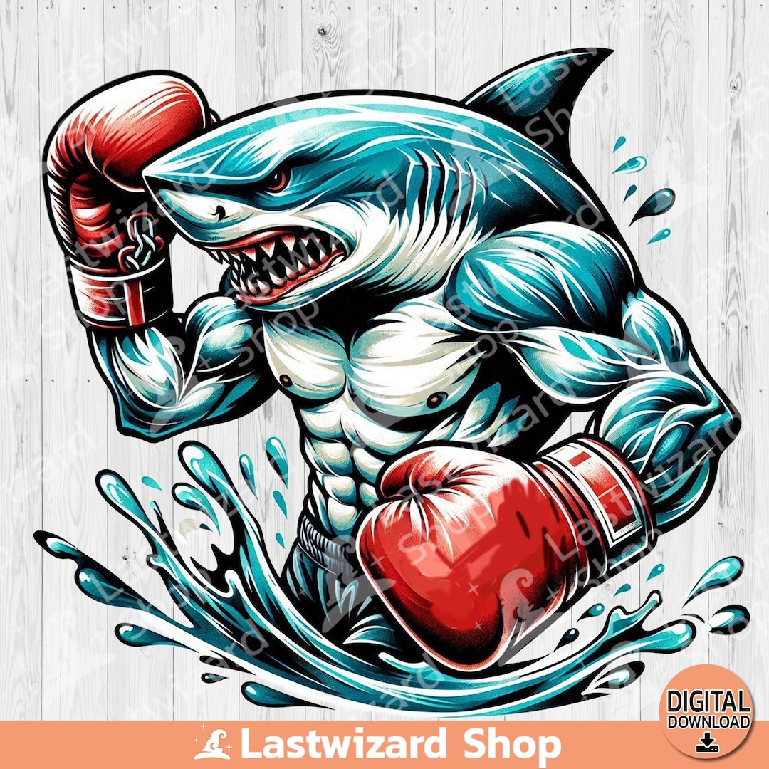 Shark Boxing PNG, Fighter Gym Trainer Sublimation Design, Fighting ...