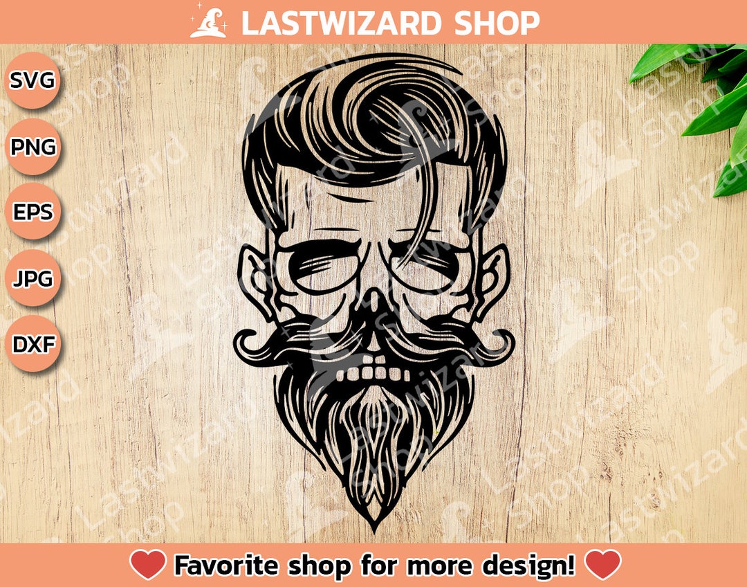 Barber Skull Svg Png Dxf, Barbershop Svg, Salon Haircut Svg, Barber ...