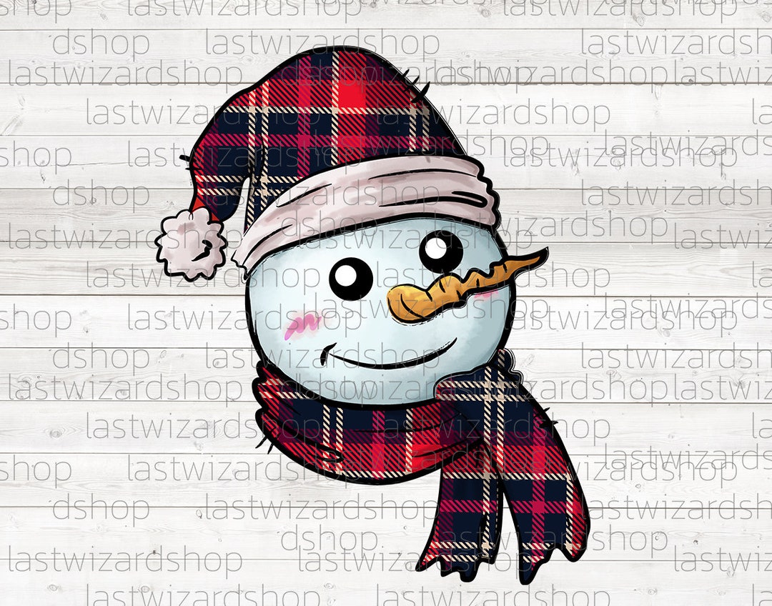 Red Plaid Snowman Face Png, Snowman Watercolorful, Snowman Printful ...