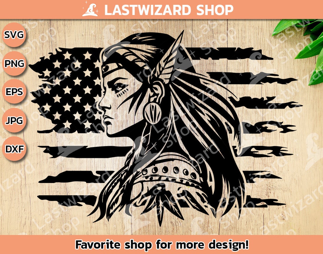 Native American Warrior With USA Flag Svg, Indigenous Svg, American ...