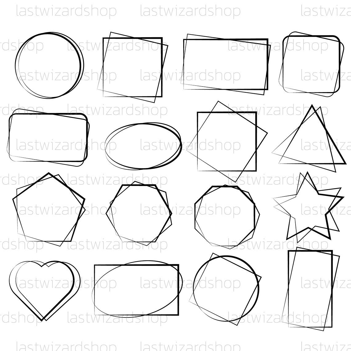 Double Square Frame Bundle Svg Rectangle Border Frame Svg | Etsy