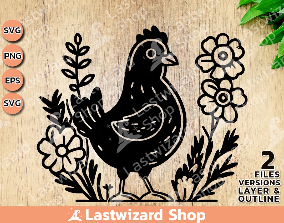 Pollo con flor svg, Gallina Svg, Gallo, agricultura svg, granja svg ...