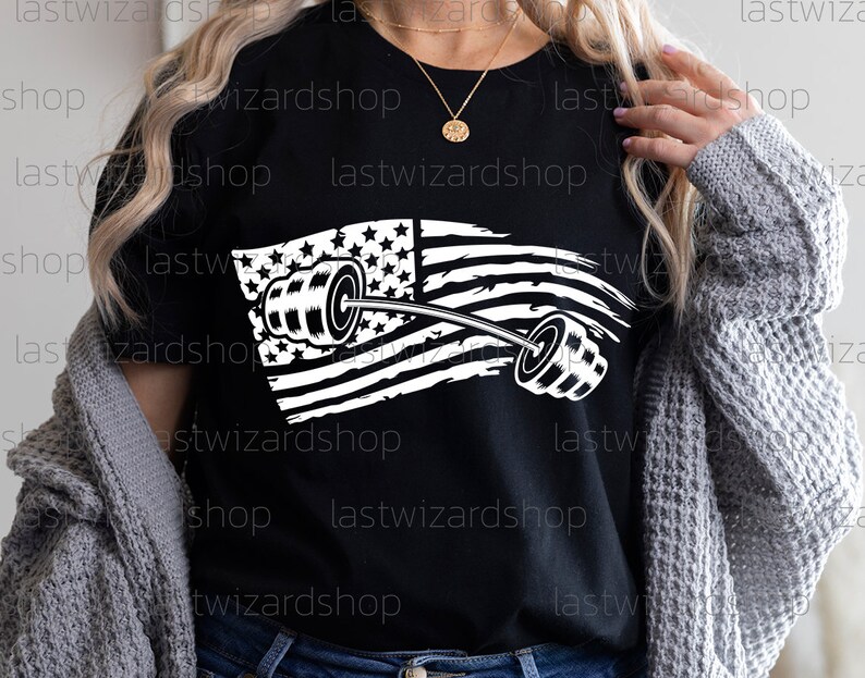 Distressed American Flag with Barbell Svg Workout Svg | Etsy