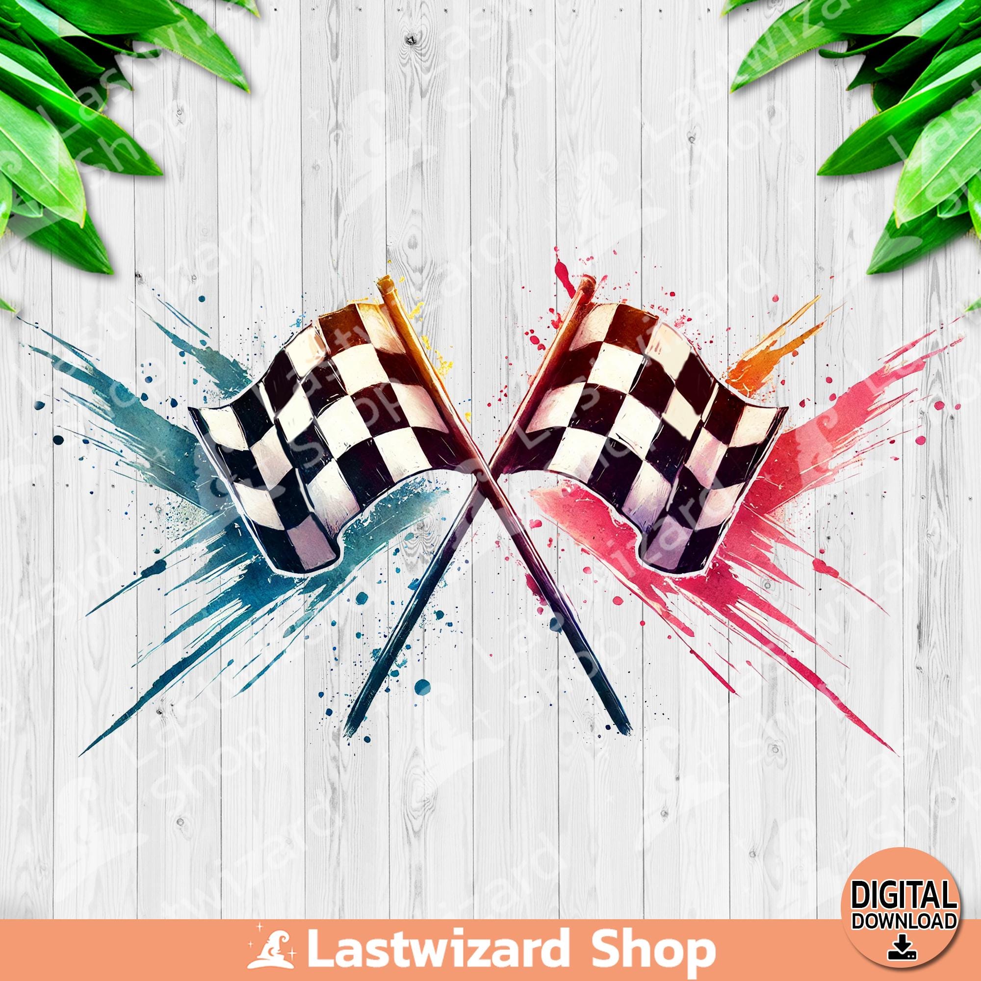 Racing Flags PNG: Watercolor Race Car Birthday Design (digital Download ...