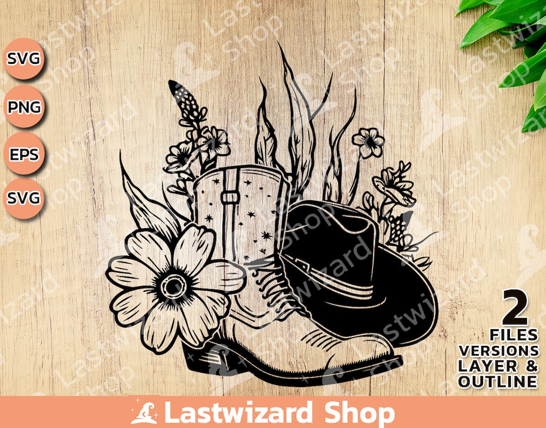 Cowgirl Boot With Flower Svg, Floral Cowgirl Boot Svg, Cowgirl Boot ...