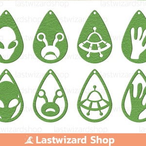 Alien Earrings Svg, Ufo Svg, Aliens Faux Leather Earrings, Space ...