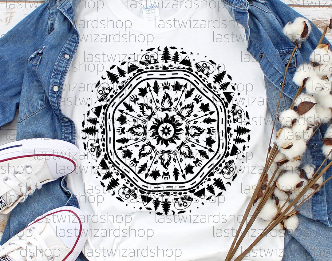 Mandala With a Camper Svg, Camping Svg, Camper Svg, Adventure, Road ...