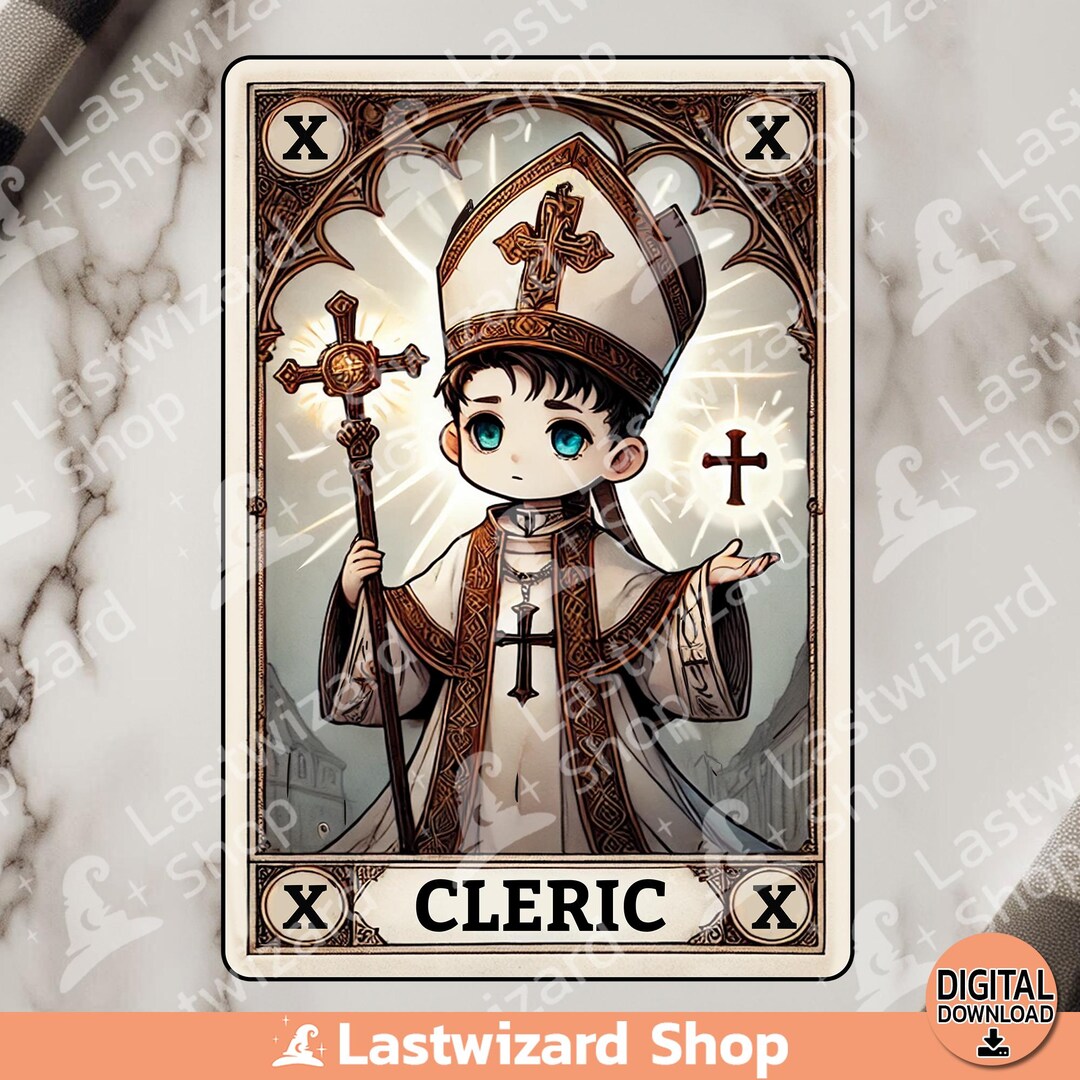 Cleric Tarot Card PNG, Priest Sublimation Design, Healer Role Playing ...