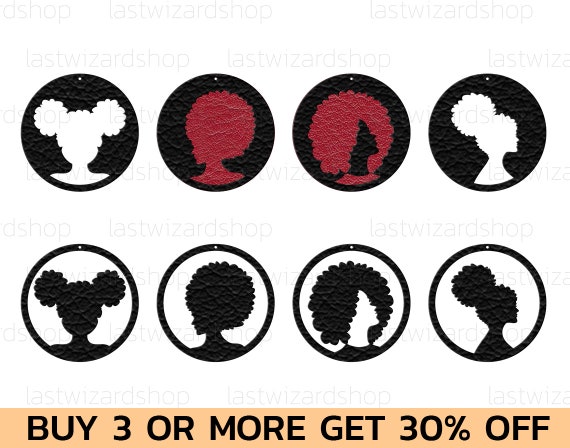 Afro African American Earrings Svg African Woman Faux Leather | Etsy