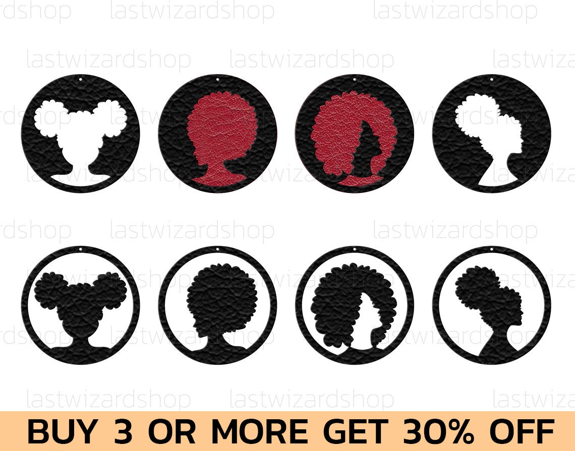 Afro African American Earrings Svg African Woman Faux Leather - Etsy